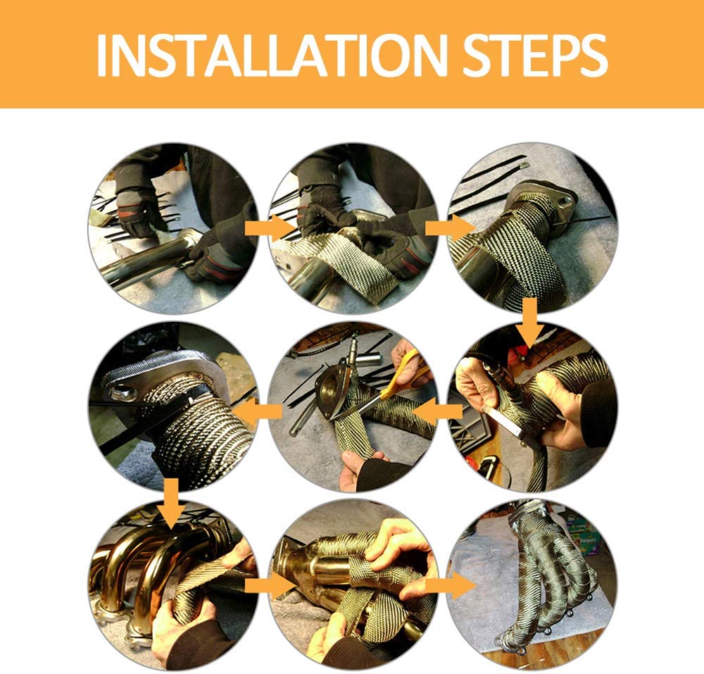 BJ 340054-Exhaust Heat Wrap- Turbo Manifold -Header -Downpipe-Titanium ...