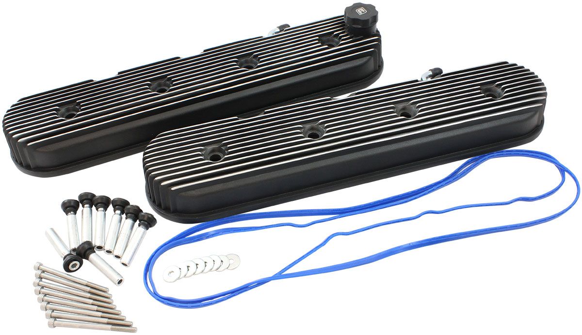BJ 15969-GM LS Retro Finned Valve Cover Set, Black Finish – BinJumah ...